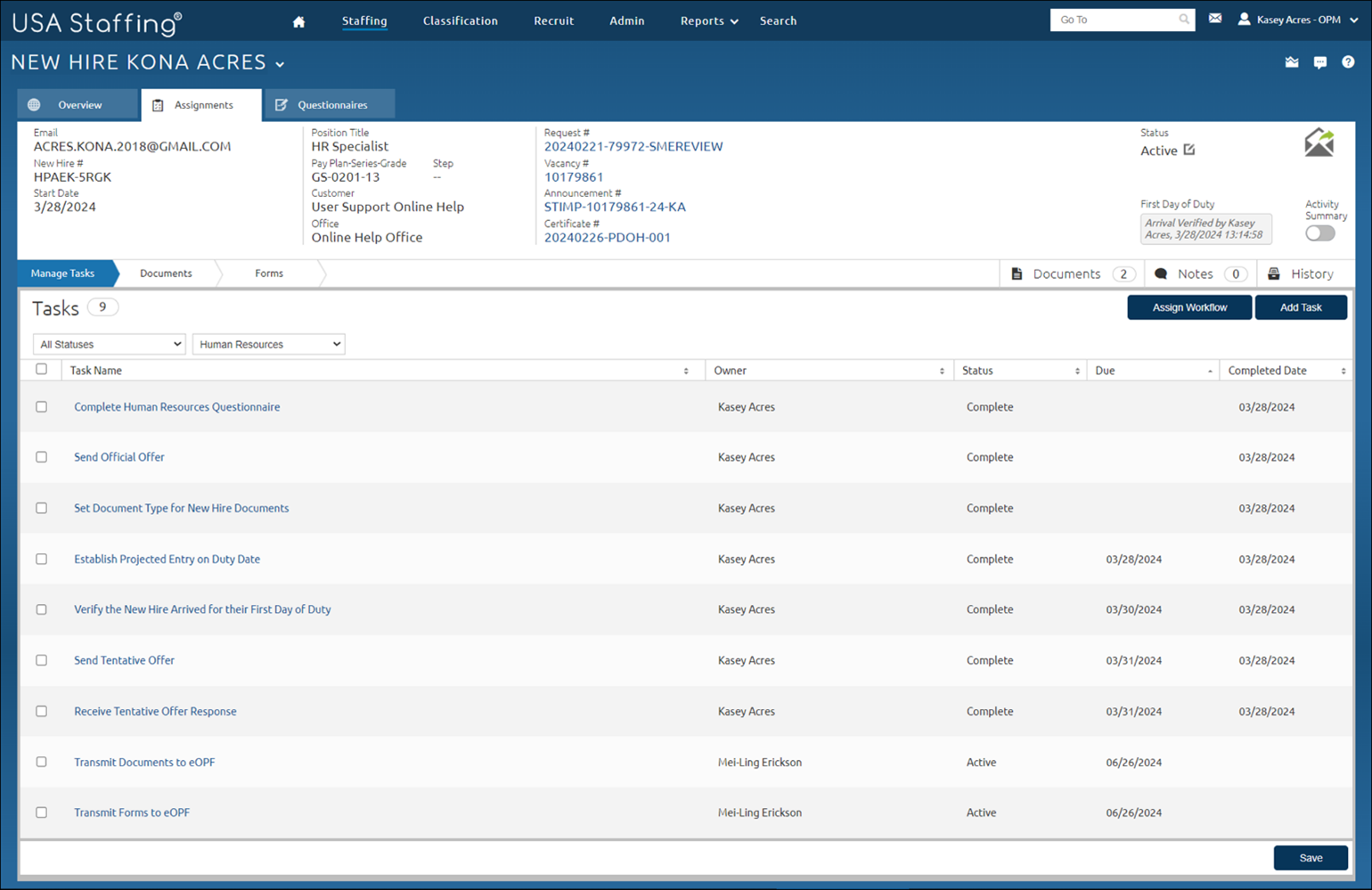 New Hire Training Exercise 4: Completing the New Hire Record – Advisory ...